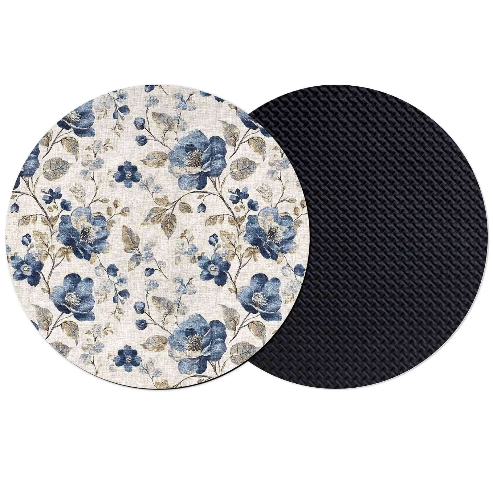 Blue Gray Spring Floral Coasters Set of 2, Soft Absorbent Coasters for ...