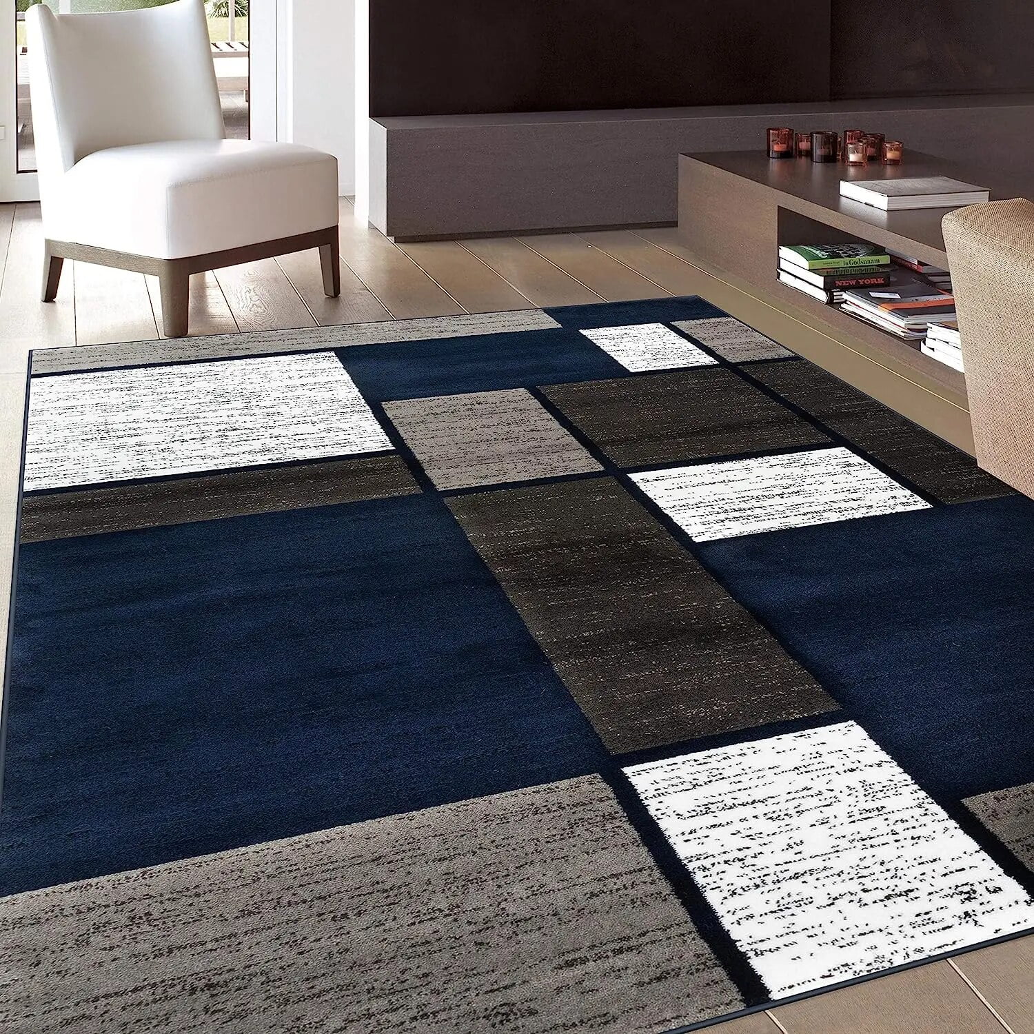 Blue Gray Square Carpet for Living Room Home ration Sofa Table Large ...