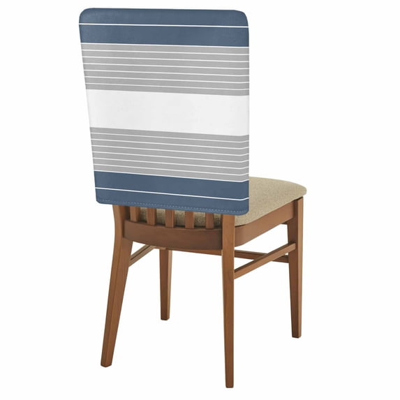 Blue Gray Stripe Chair Back Covers Set of 4 Gradient Line Removable ...