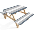 Blue Gray Stripe Picnic Table Cover with Bench Covers Gradient Line ...