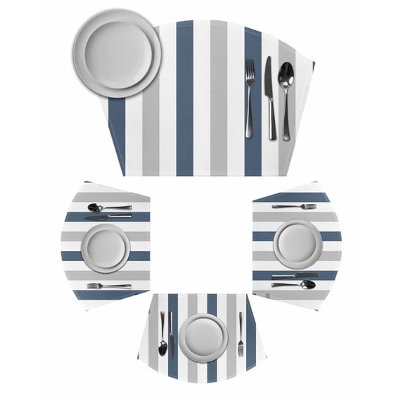 Blue Gray Striped Round Table Placemats Set of 6 Wedge Placemats ...
