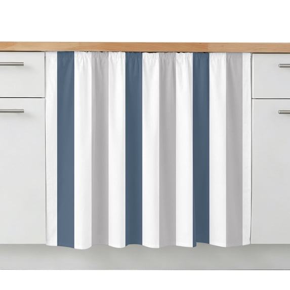 Blue Gray Striped Sink Skirt 10"W x 11"L, Dustproof Under Sink Curtain ...