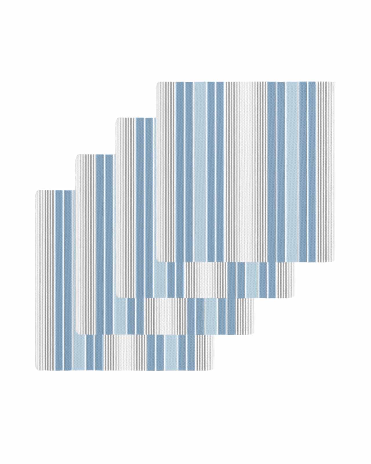 Blue Gray Stripes Kitchen Dish Towels for Drying Dishes Set of 4 ...