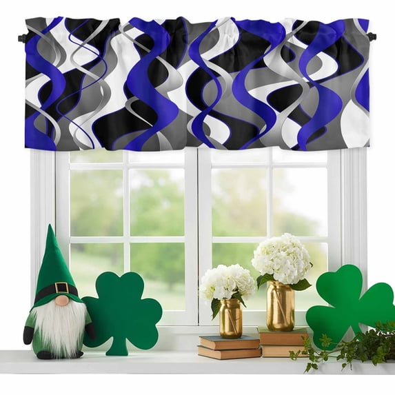 Blue Gray Stripes Valances for Windows, Abstract Art Modern Rod Pocket ...