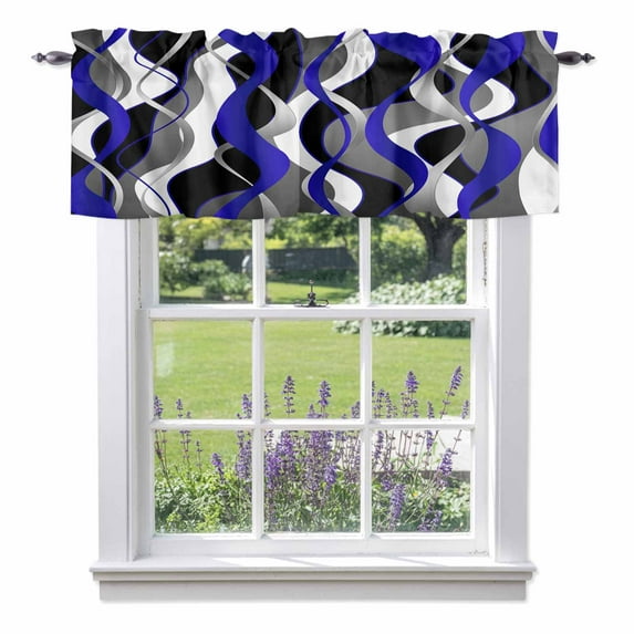 Blue Gray Stripes Valances for Windows, Abstract Art Modern Valance ...