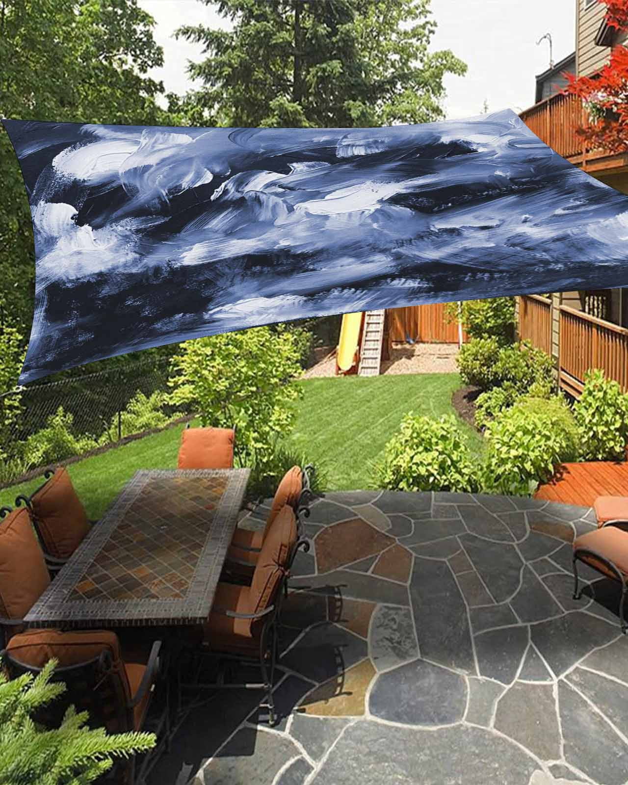 Blue Gray Sun Shade Sail 12'X16' Abstract Modern Retro Polypropylene ...