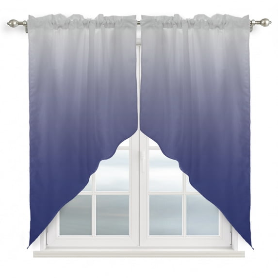 Blue Gray Swag Valances for Windows 63 inches Long, Gradient Swag ...