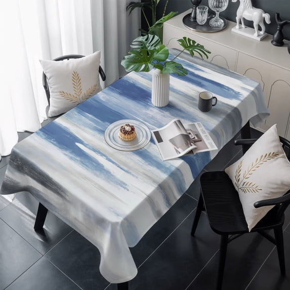 Blue Gray Table Cloth Waterproof Tablecloths, Modern Simple Abstract ...