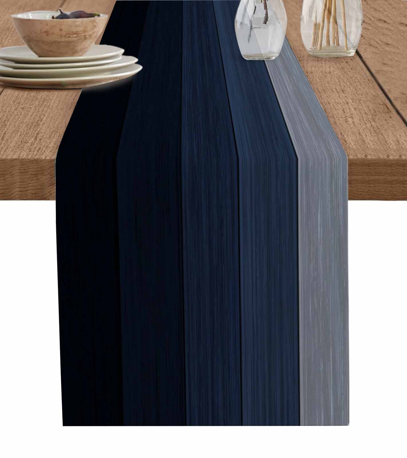 Blue Gray Table Runner 120 Inches, Farmhouse Vintage Gradient Abstract ...