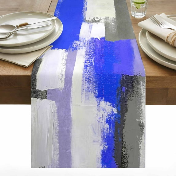 Blue Gray Table Runner 13x36 inch Graffiti Art Color Blocks Abstract ...