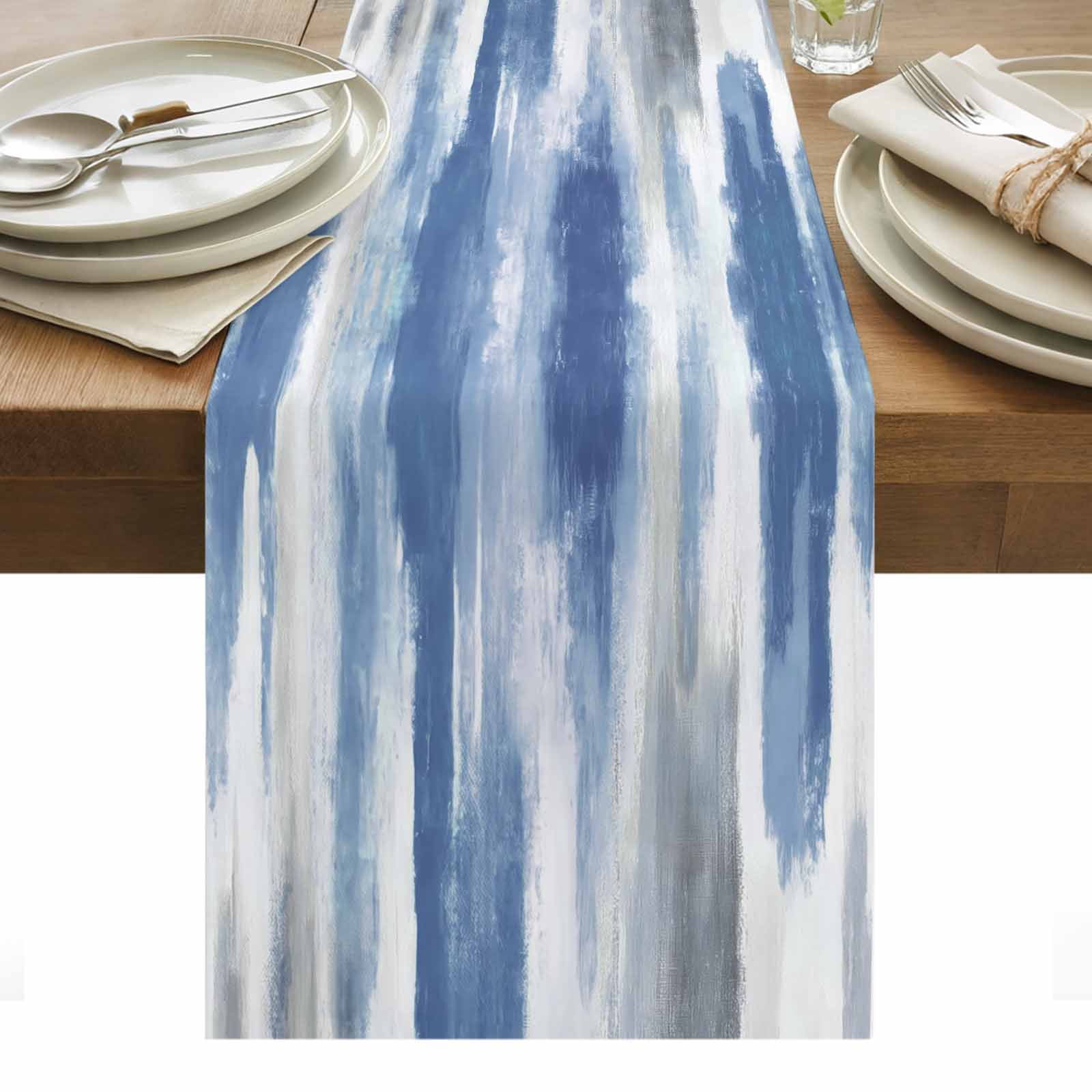 Blue Gray Table Runner - 48 Inch Long, Kitchen Dining Table Runner ...