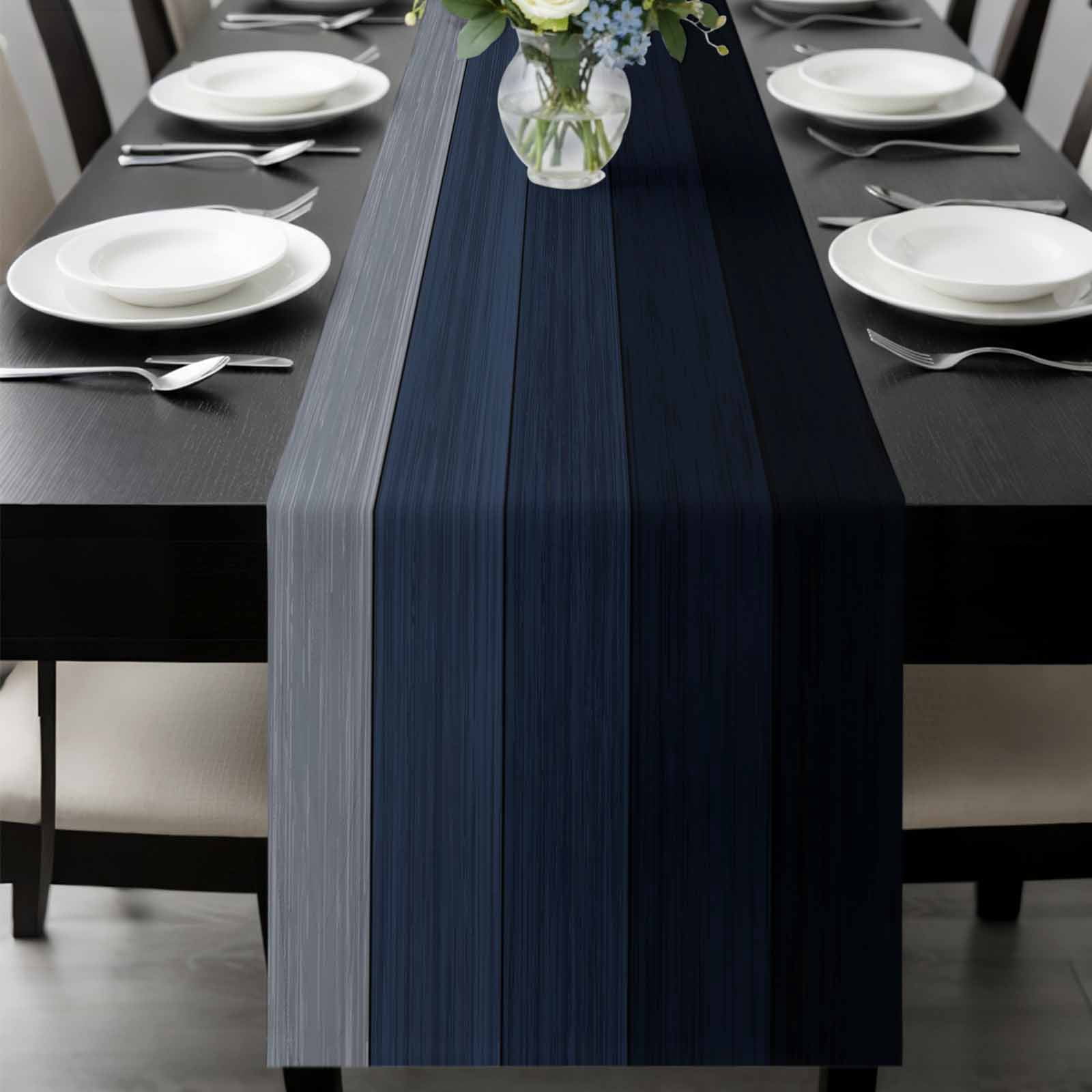 Blue Gray Table Runner 72 Inches Long, Farmhouse Vintage Gradient ...