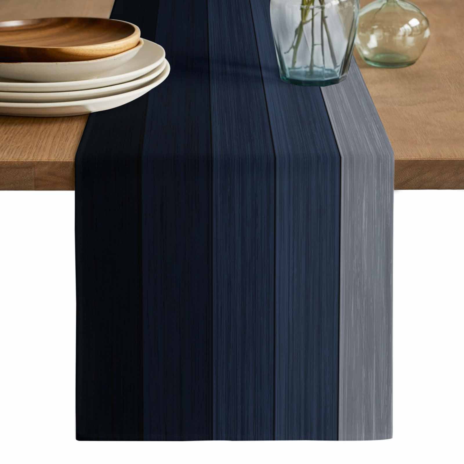Blue Gray Table Runner, Farmhouse Vintage Gradient Abstract Art ...