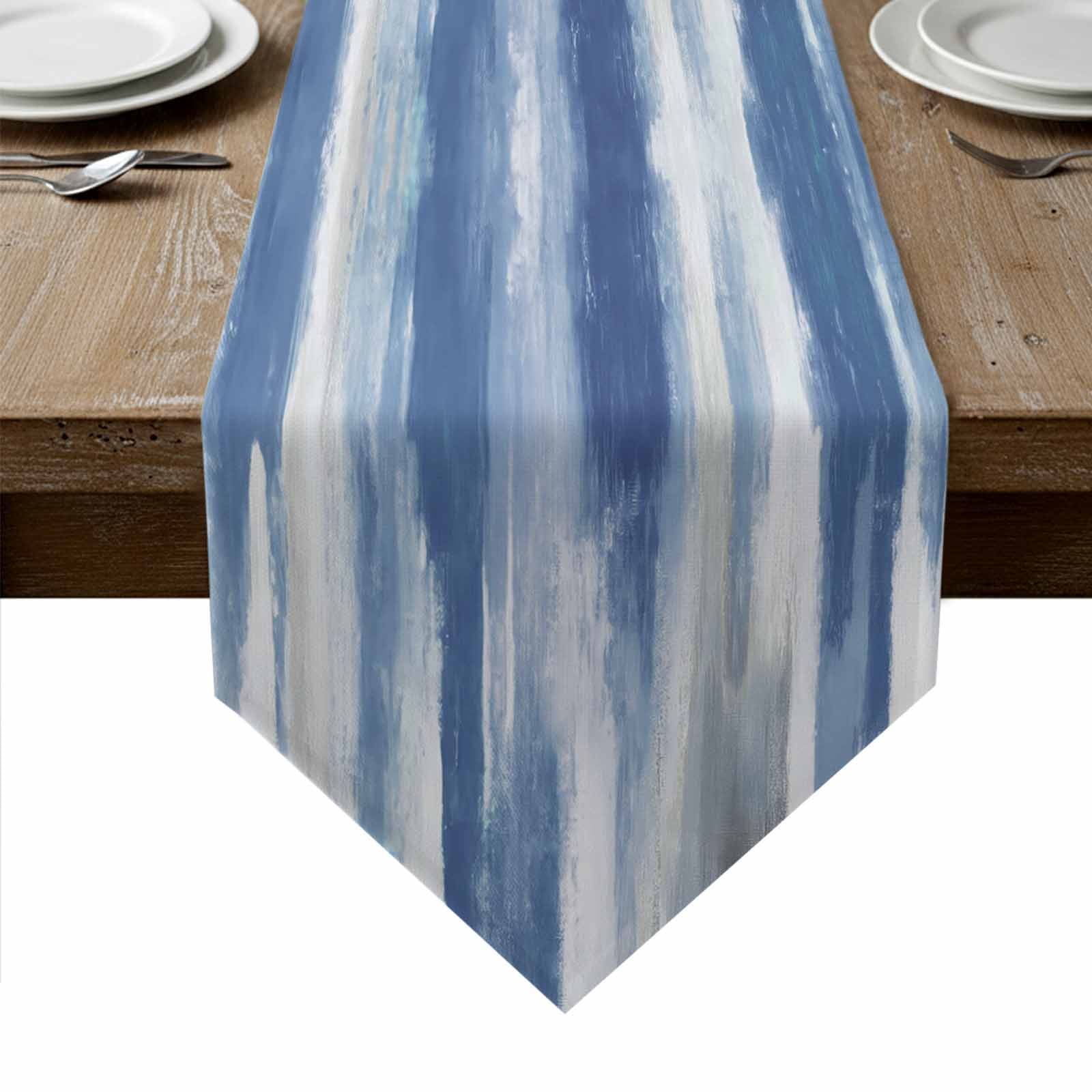 Blue Gray Table Runner Linen Burlap Table Runner 36 Inches Small Modern ...