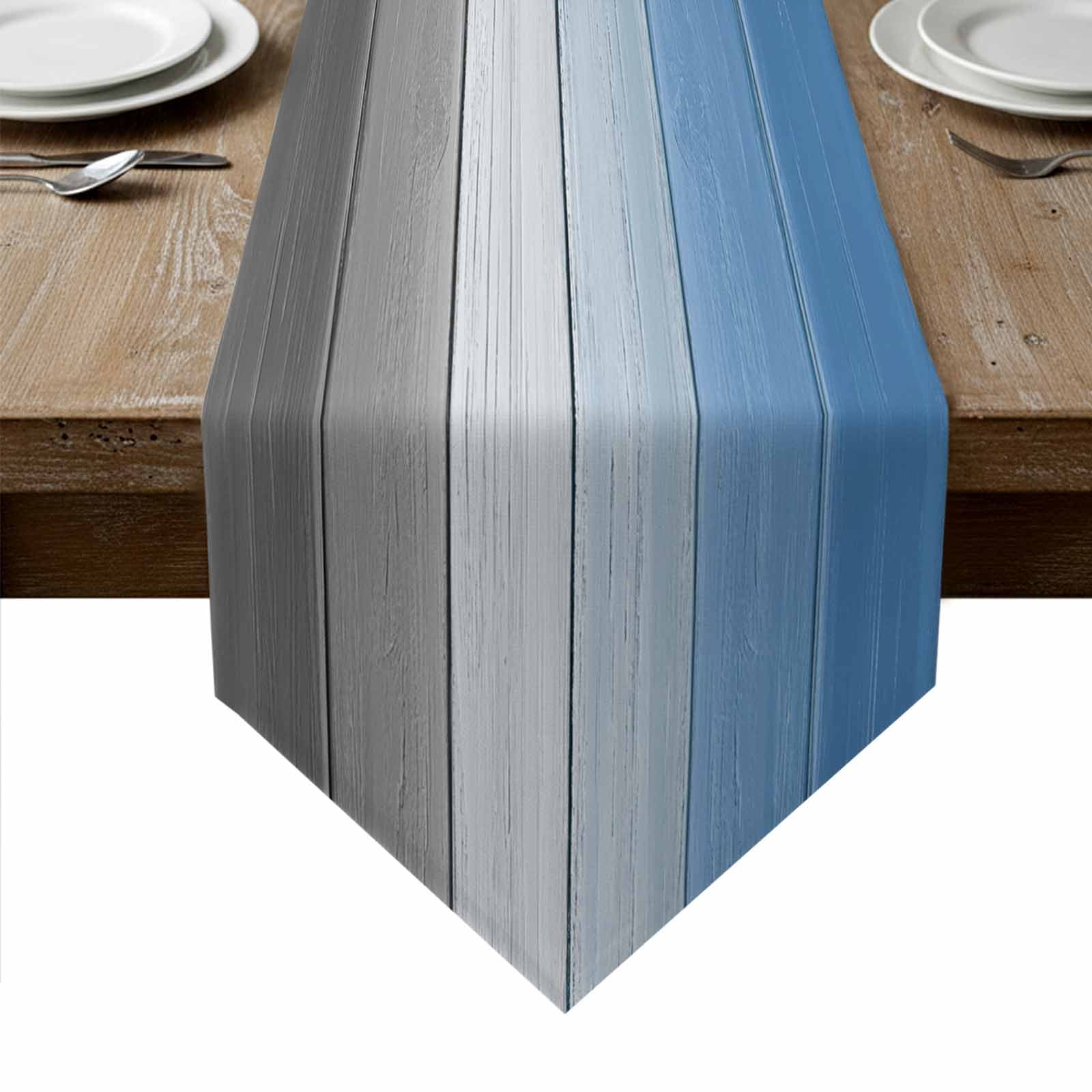 Blue Gray Table Runner Linen Burlap Table Runner 60 Inches Long Vintage ...