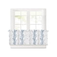 Blue Gray Tree Branch on White Short Blackout Curtains 24 Inch Long ...
