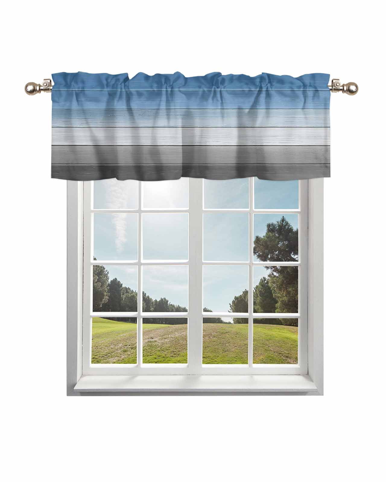 Blue Gray Valance Curtains for Living Room/Bedroom/Bathroom/Kitchen ...