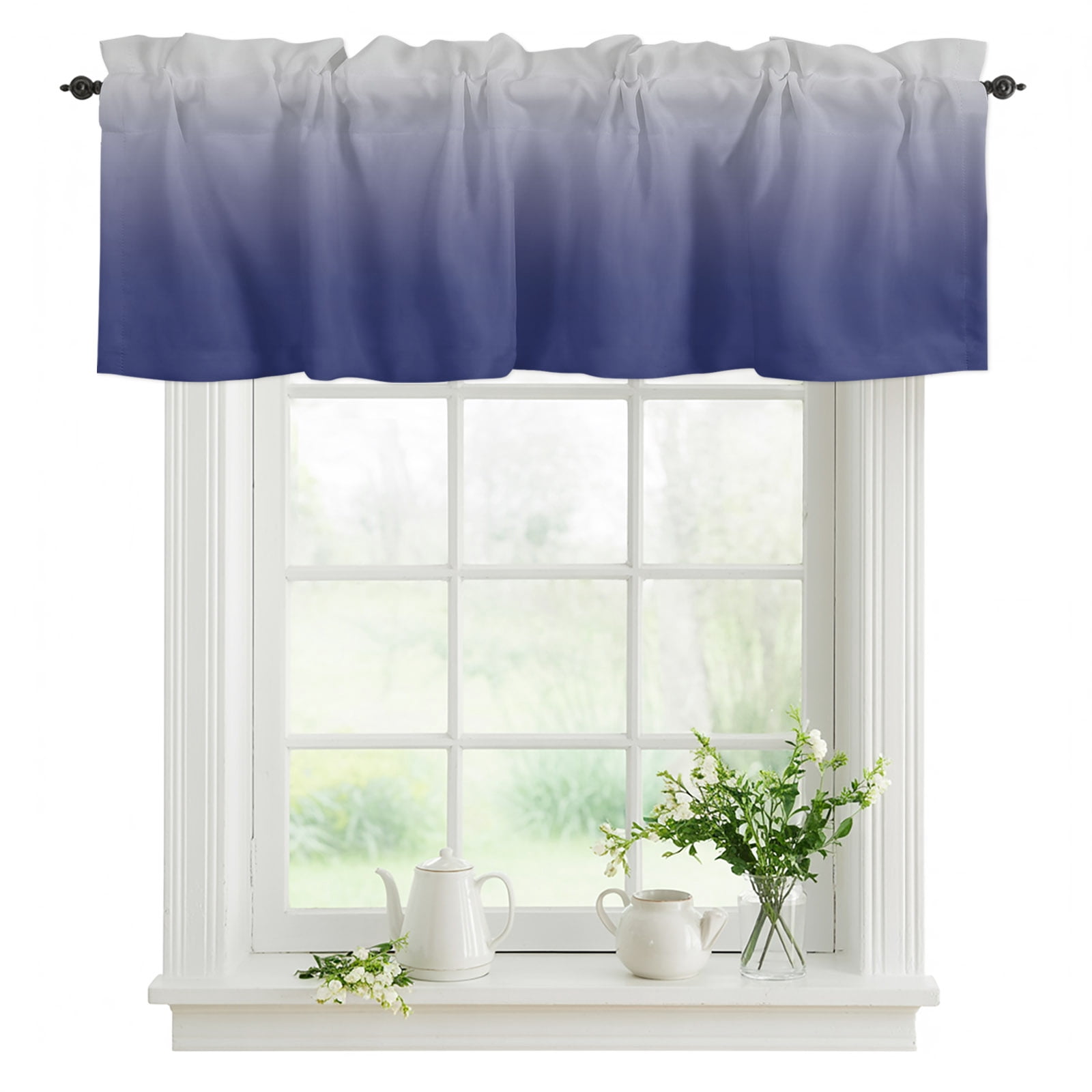 Blue Gray Valances for Windows, Gradient Valance Rod Pocket Window ...