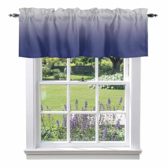 Blue Gray Valances for Windows, Gradient Valance Window Treatment Rod ...