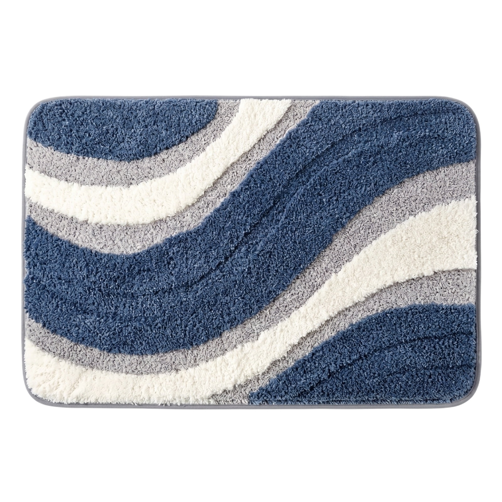 Blue Gray Wave Pattern Plush Doormat Soft Non Slip Floor Mat, Absorbent ...