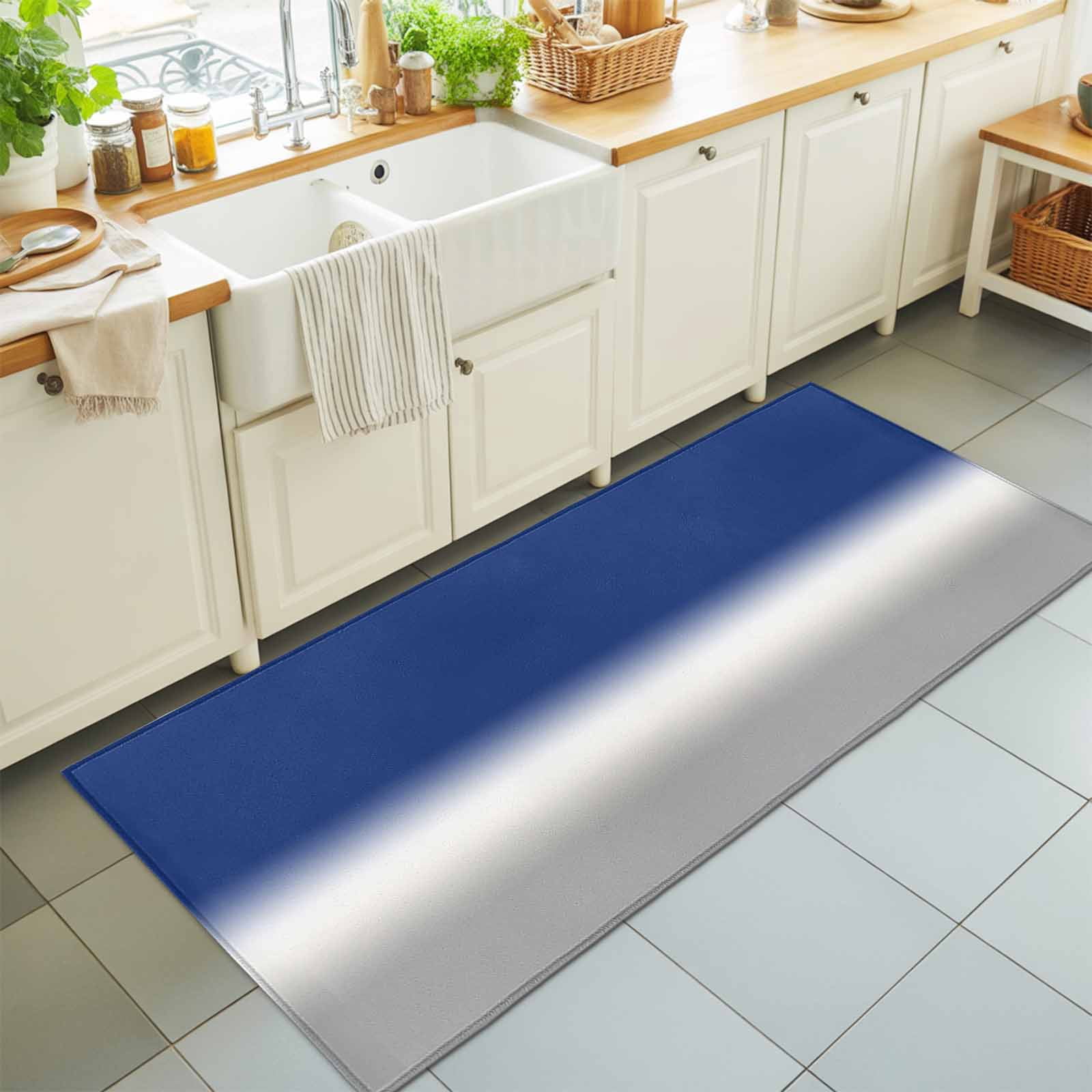 Blue Gray White Color Gradient Rectangle Rug 2'x6' Minimalist Ombre Art ...
