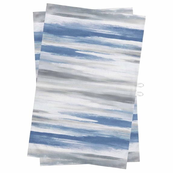Blue Gray White Kitchen Towels Set of 2, Water Absorbent Dish Towel ...