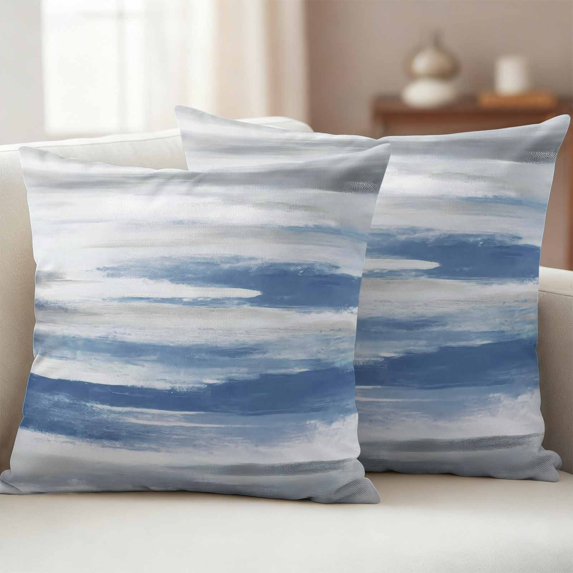 Blue Gray White Outdoor Waterproof Throw Pillow Covers 24x24 Set of 2 ...