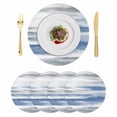 Blue Gray White Round Placemats Set of 4, Braided Polypropylene Place ...