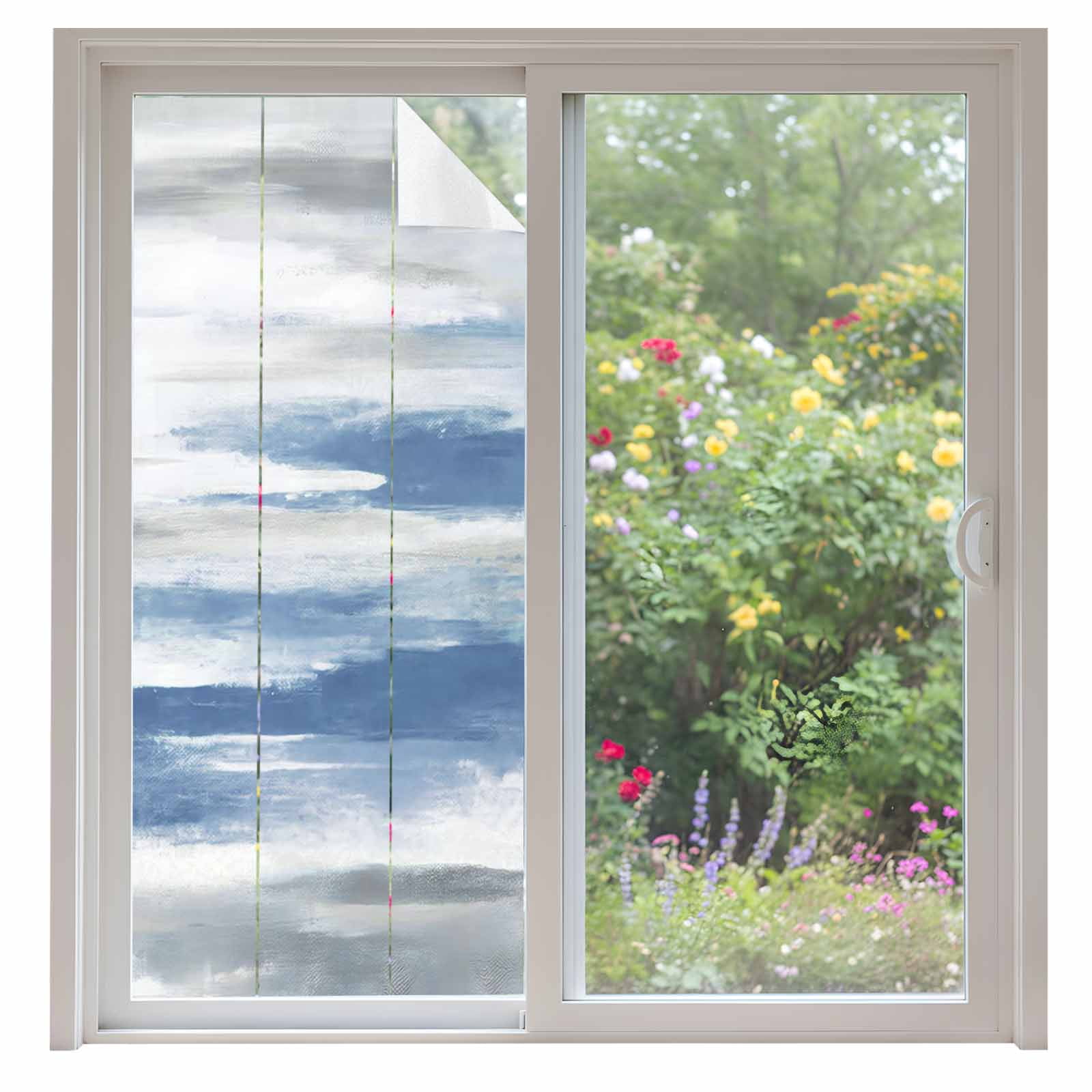 Blue Gray White Window Privacy Film, Modern Abstract Mottled Aesthetic ...