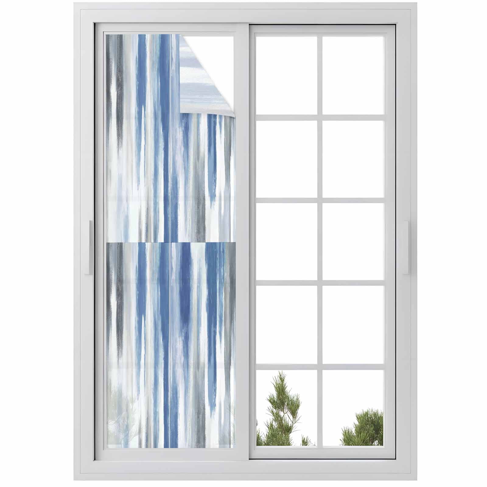 Blue Gray Window Privacy Film, Modern Simple Abstract White Ombre ...