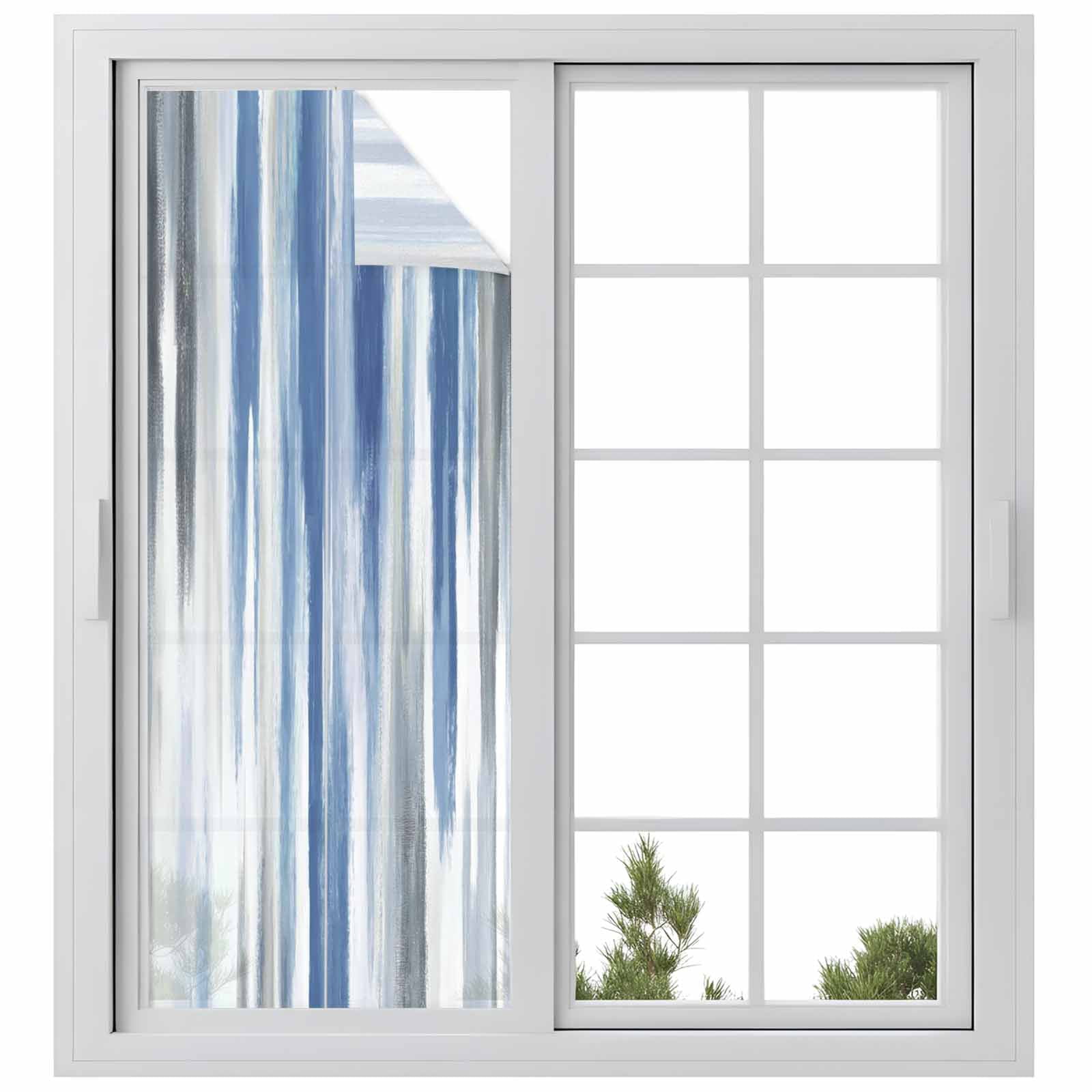 Blue Gray Window Privacy Film, Modern Simple Abstract White Ombre ...