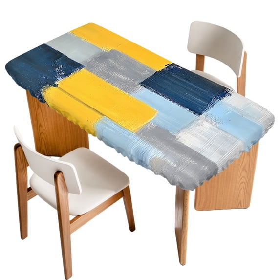 Blue Gray Yellow Oil Painting Fitted Rectangle Tablecloth 24" x 36 ...