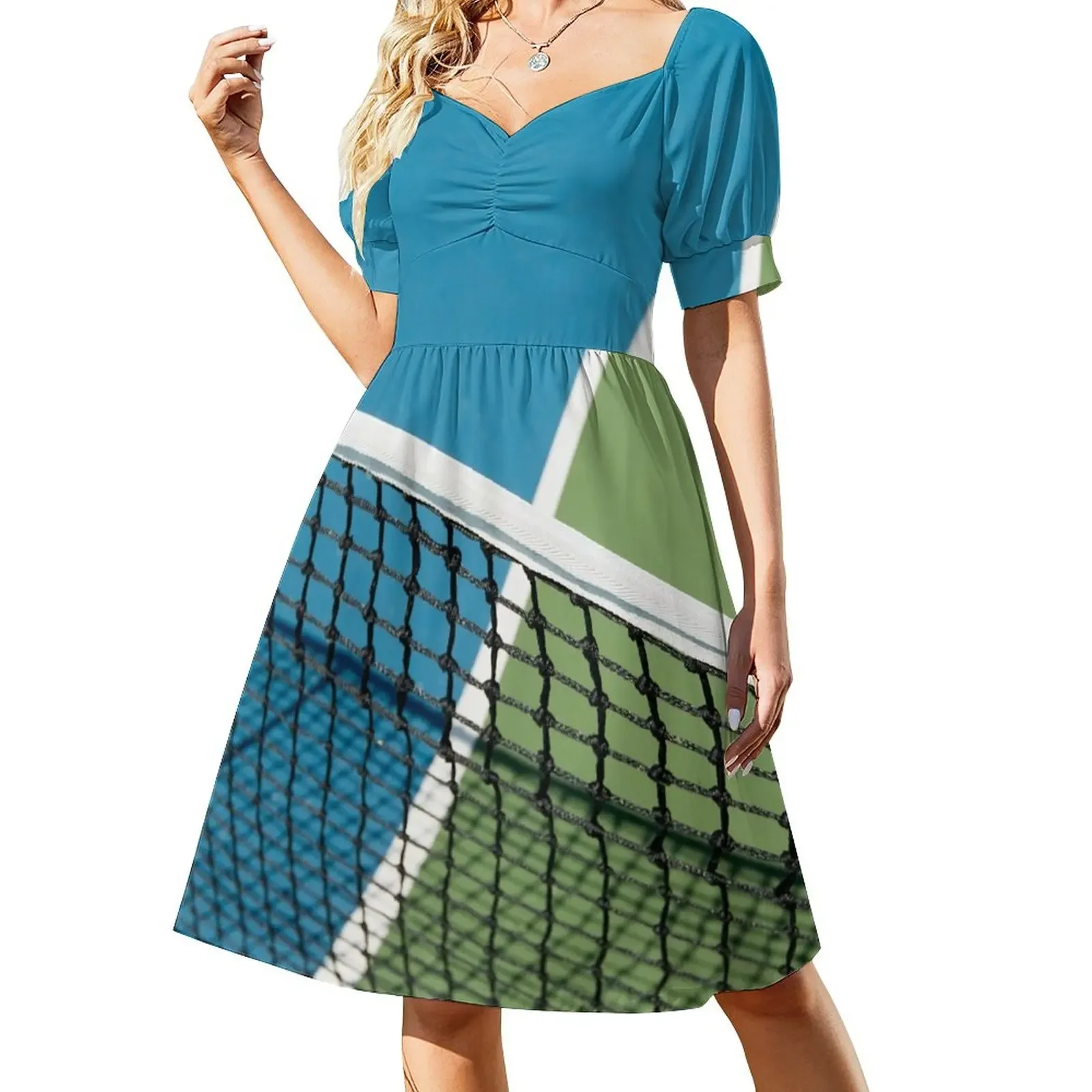 Blue Gre Tnis Court Sleeveless Dress wom dress beach outfits for wom ...
