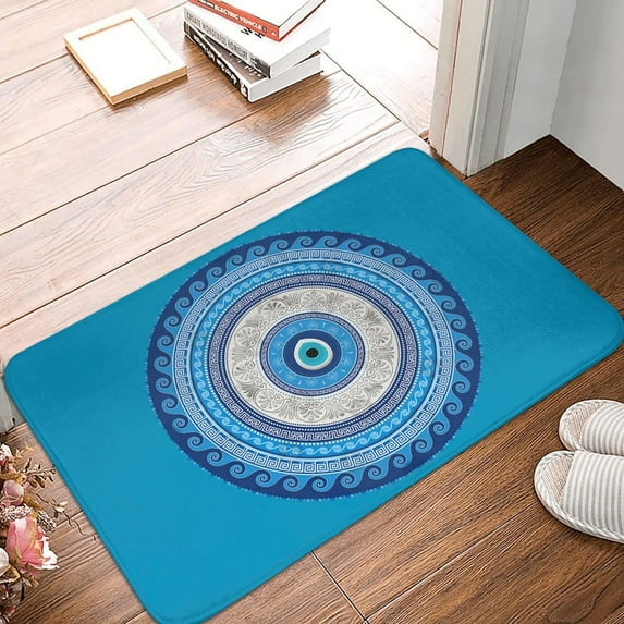 Blue Greek Matiasma Evil Eye Durable Doormat Indoor Outdoor Entrance ...