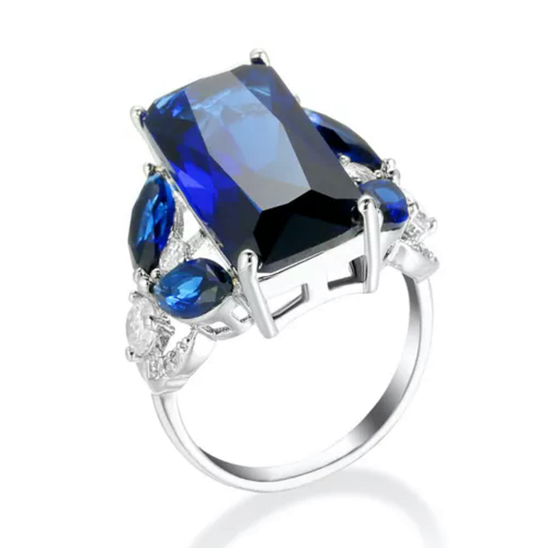 Blue/Green AAA CZ Band 925 Silver Women's Engagement Princess Cut Ring Size 6-10 - Walmart.com