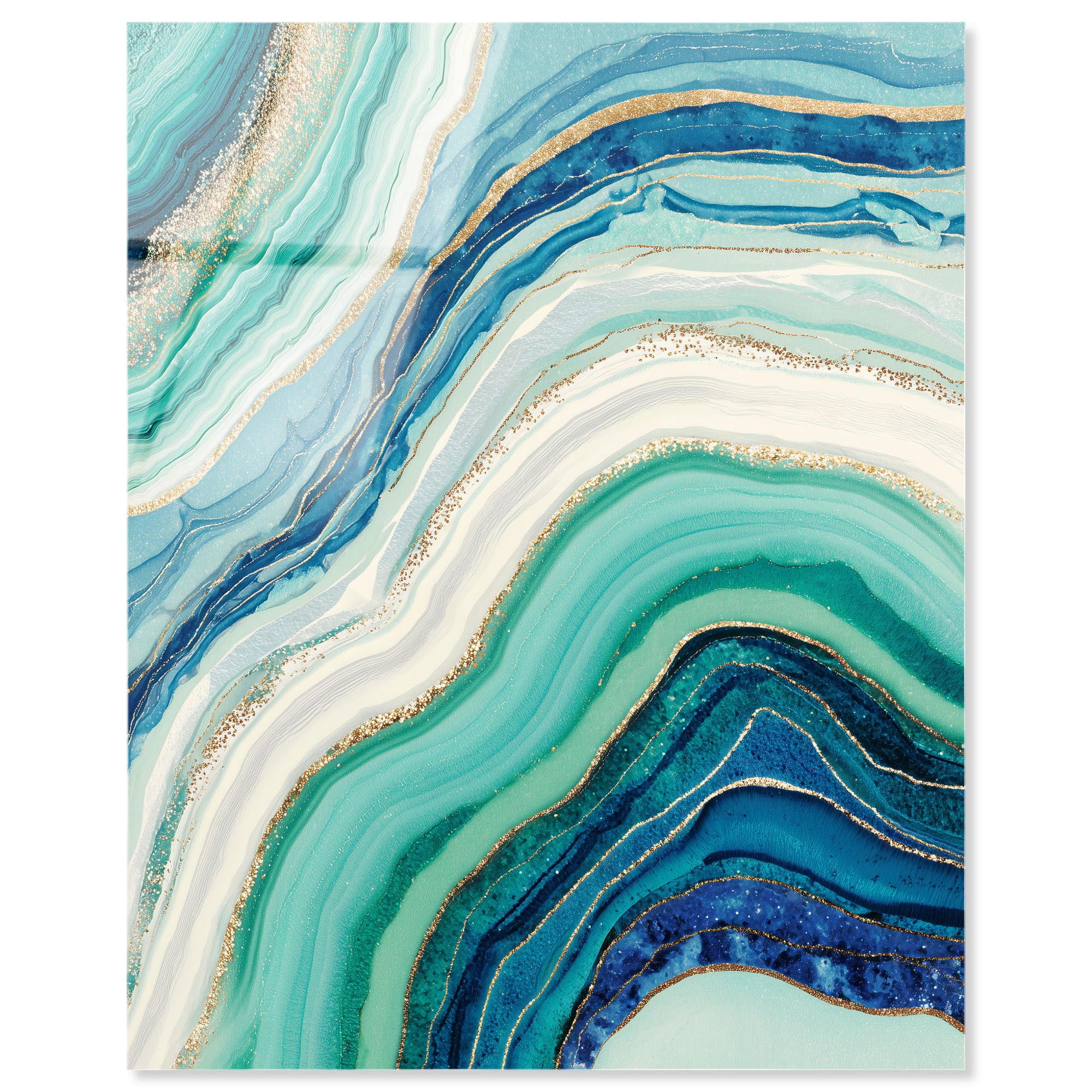 Blue Green Abstract Agate I Acrylic Teal Abstract Art by Art Remedy ...