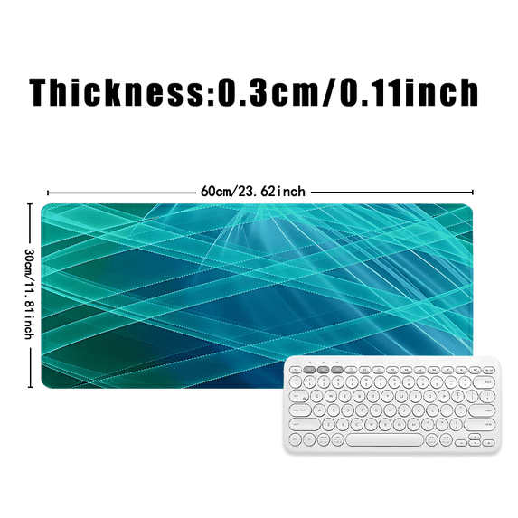Blue Green Abstract Geometric Mouse Pad 31.5 x 11.82 Inches Rubber Desk ...