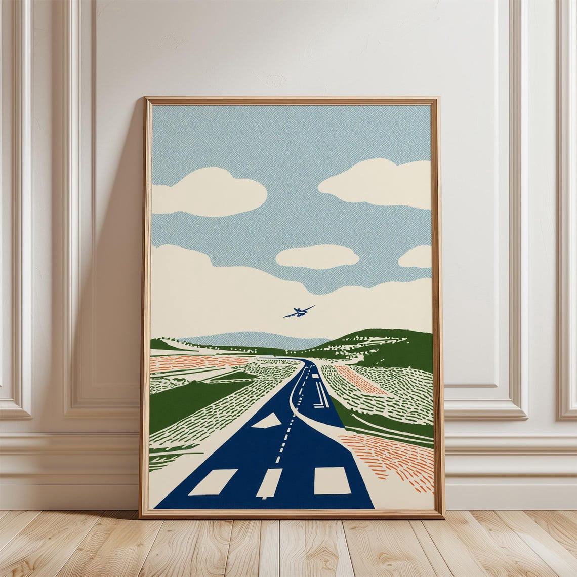 Blue Green Airport Landscape Poster, Unframed Canvas 24x36in - Walmart.com