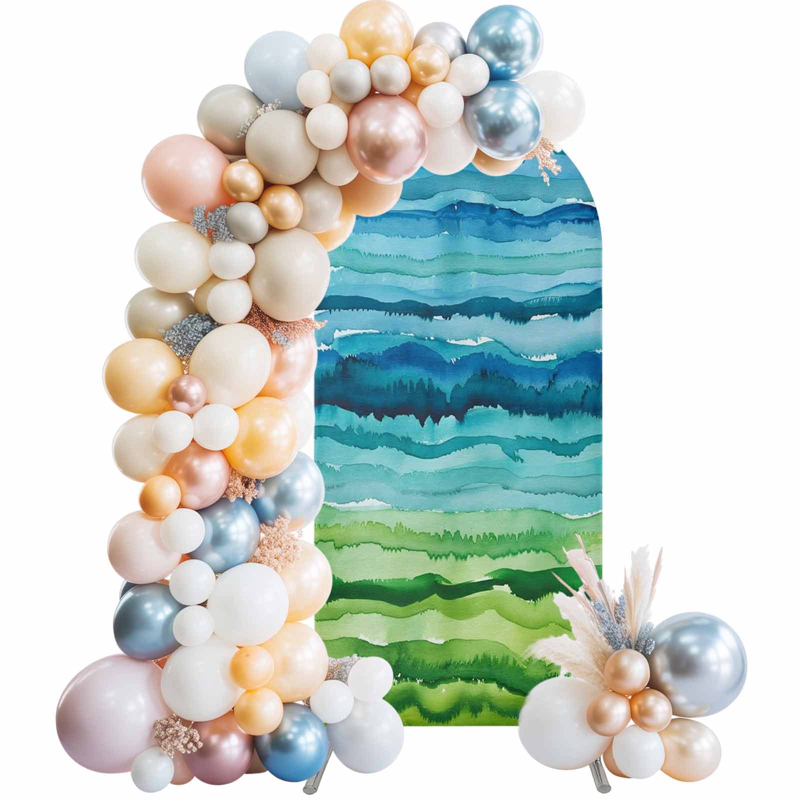 Blue Green Arch Backdrop Cover 6.6x3.3 Ft, Spandex Wedding Arch Stand ...
