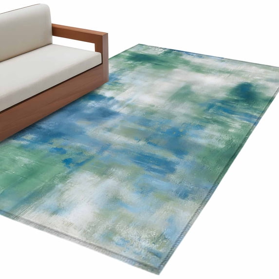 Blue Green Area Rug 4x6 Washable Rug Non Slip Modern Abstract ...