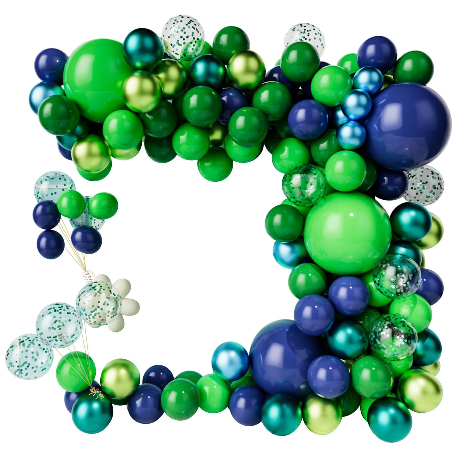 Blue Green Balloon Garland Kit, Blue Green Balloons and Green Confetti ...