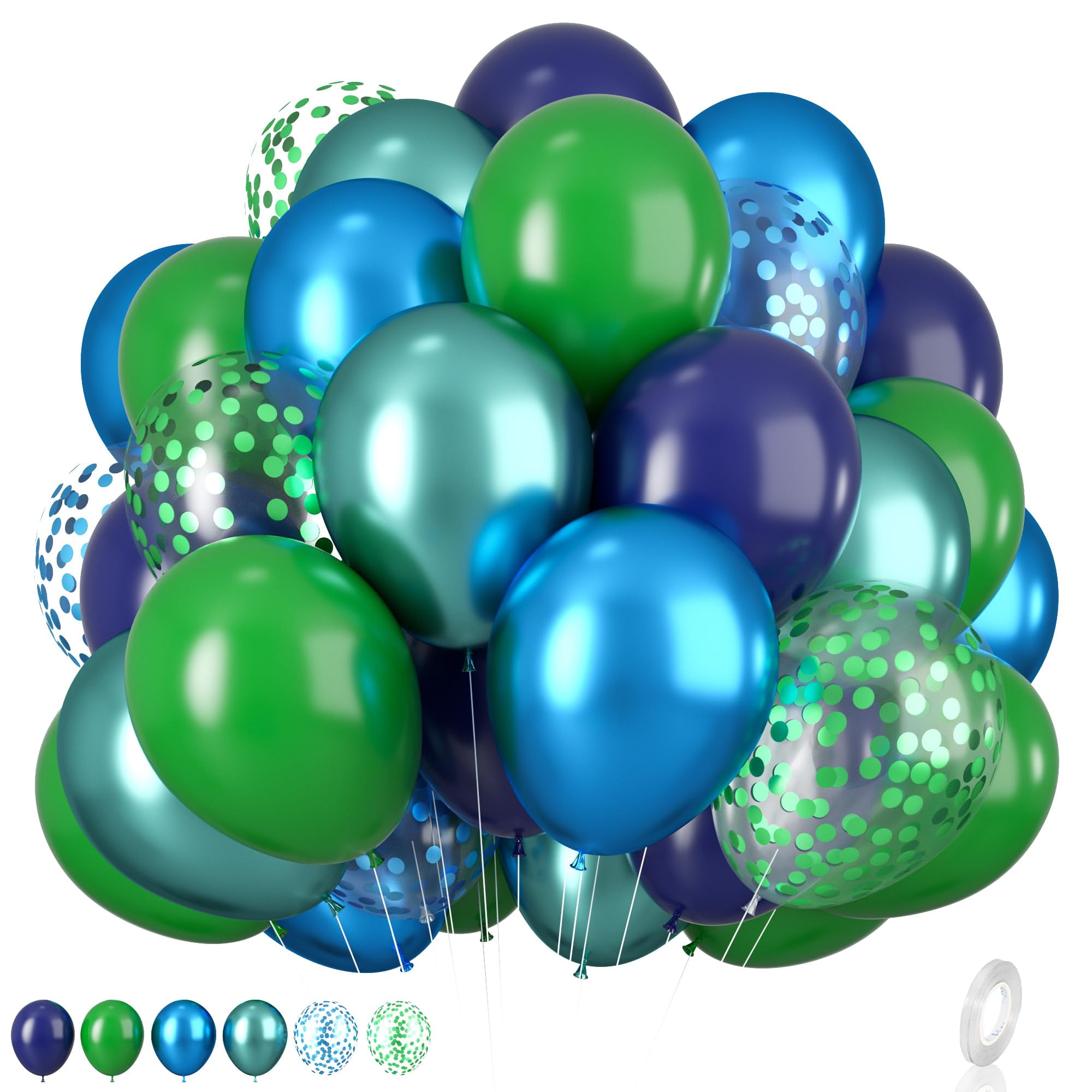 Blue and Green Balloon IFF17 Set, 12 Inch Navy Blue Dark Green Balloon ...