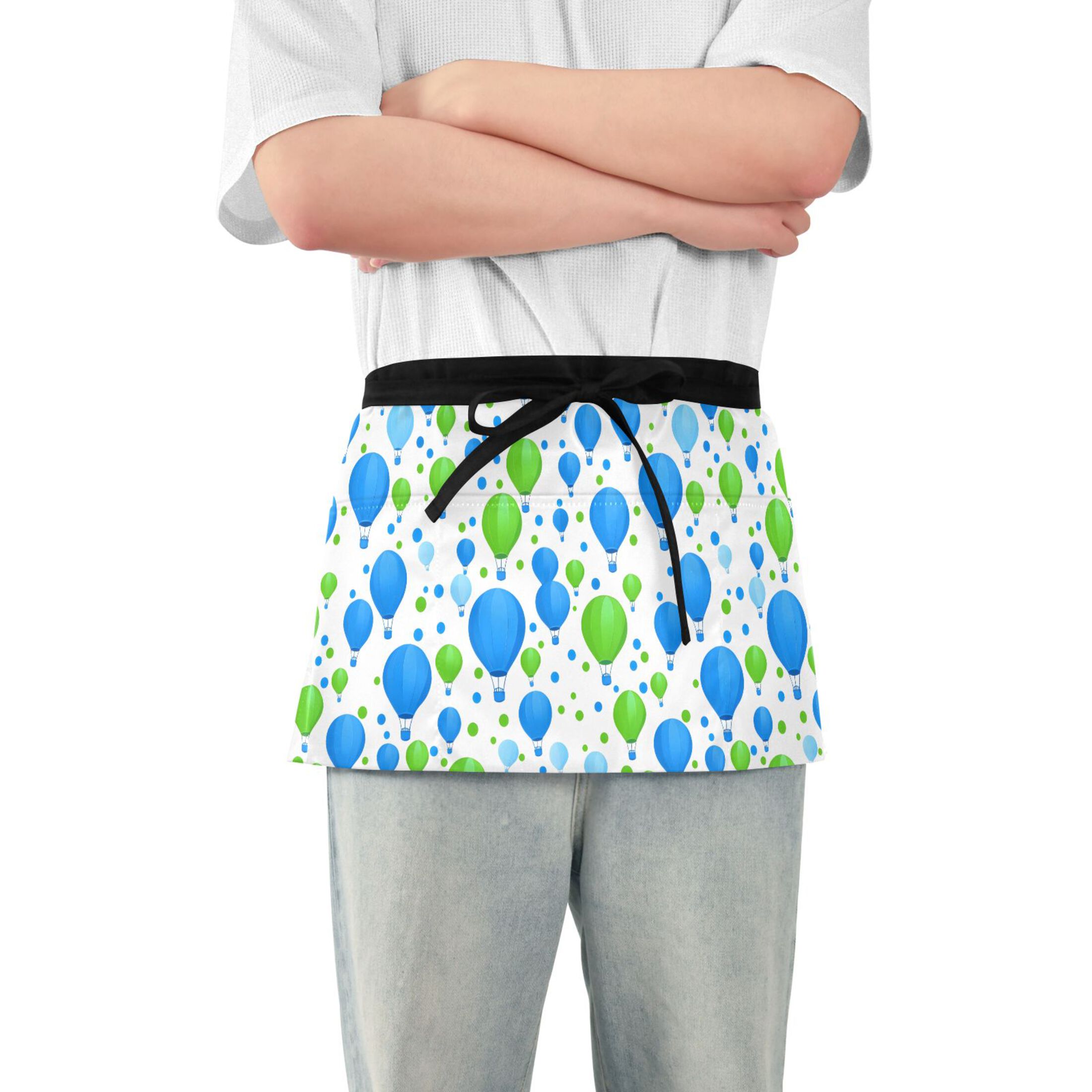 Blue Green Balloon Server Apron with 3 Pockets Waterproof Waitress ...