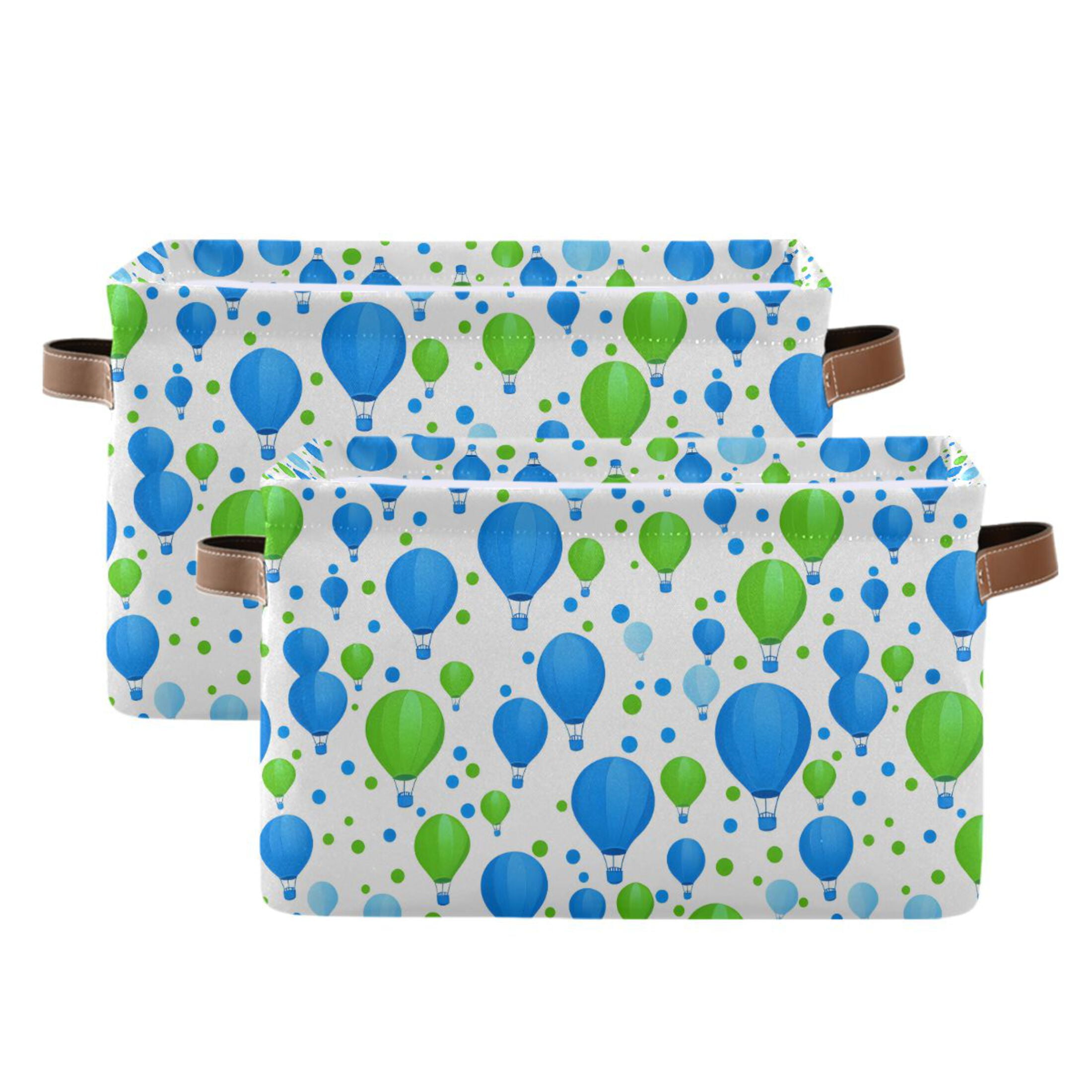 Blue Green Balloon Storage Bins with Handle Fabric Organizer Basket ...