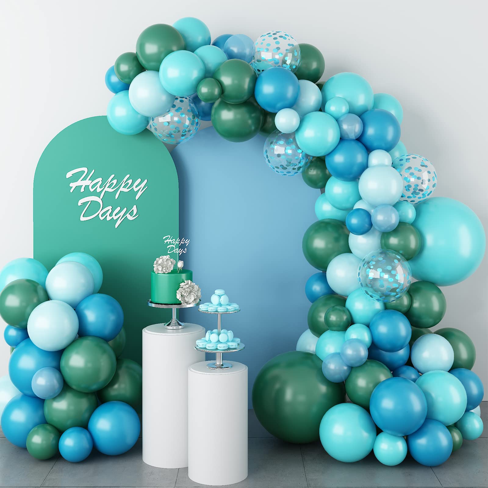 Blue and Green Balloon YPF5 Arch, Blue Green Balloon Arch Garland with ...