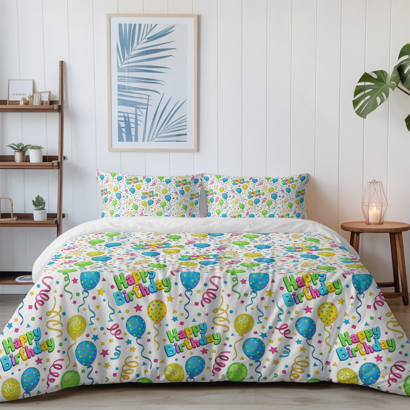 Blue Green Balloons Polka Dots California King Size Bed Set,Happy ...