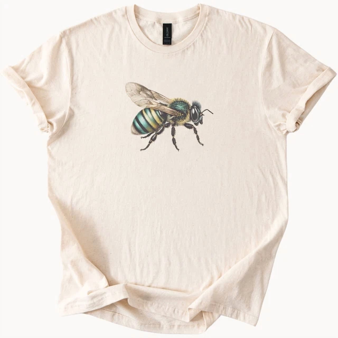 Blue Green Bee Graphic Shirt Realistic Insect Nature Bug Illustration ...