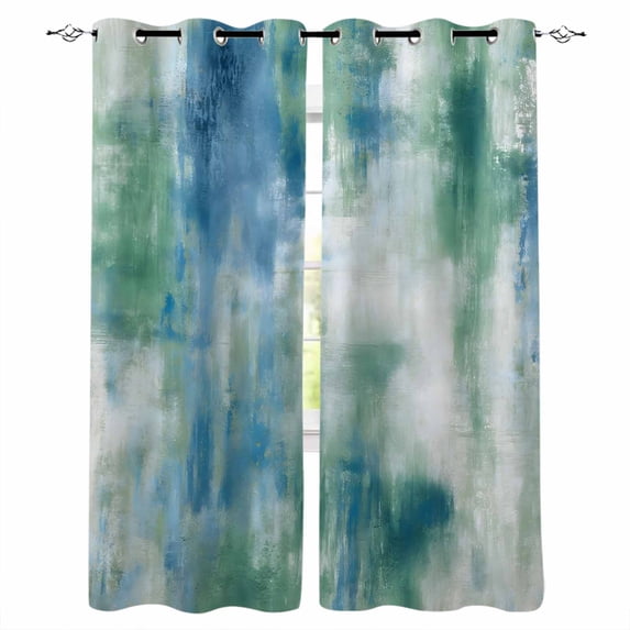 Blue Green Blackout Curtains for Bedroom/Living Room, Thermal Insulated ...