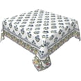 Blue Green Block Floral Square Tablecloth 60 Inch Vintage Floral Spring ...