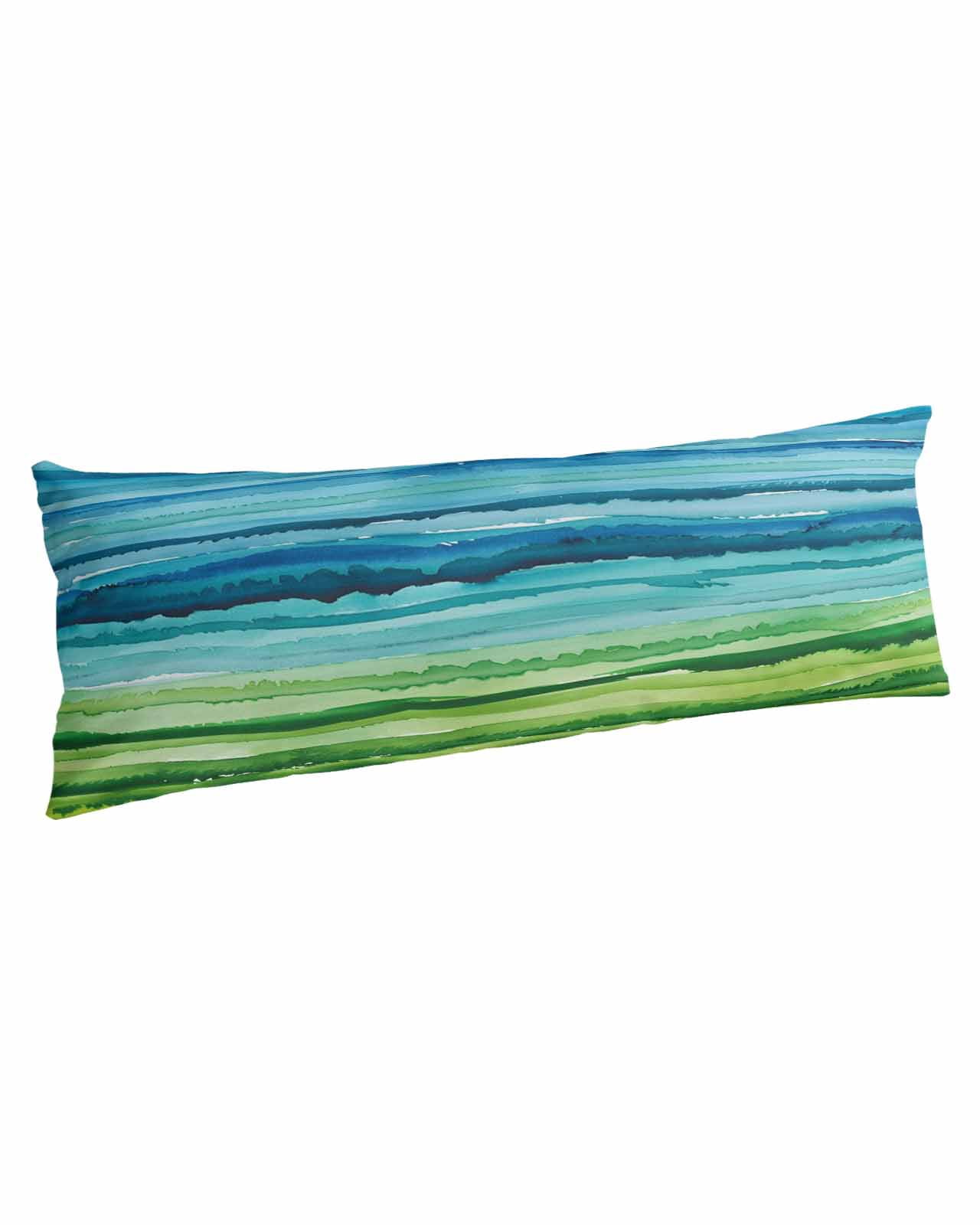 Blue Green Body Pillow Covers, Gradient Watercolor Modern Abstract Art ...
